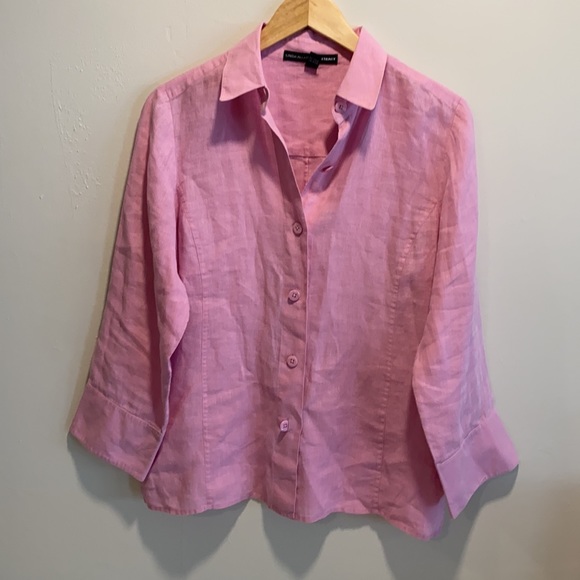 Ellen Tracy | Tops | Nwt 0 Linen Ellen Tracy Pink Button Down Top ...